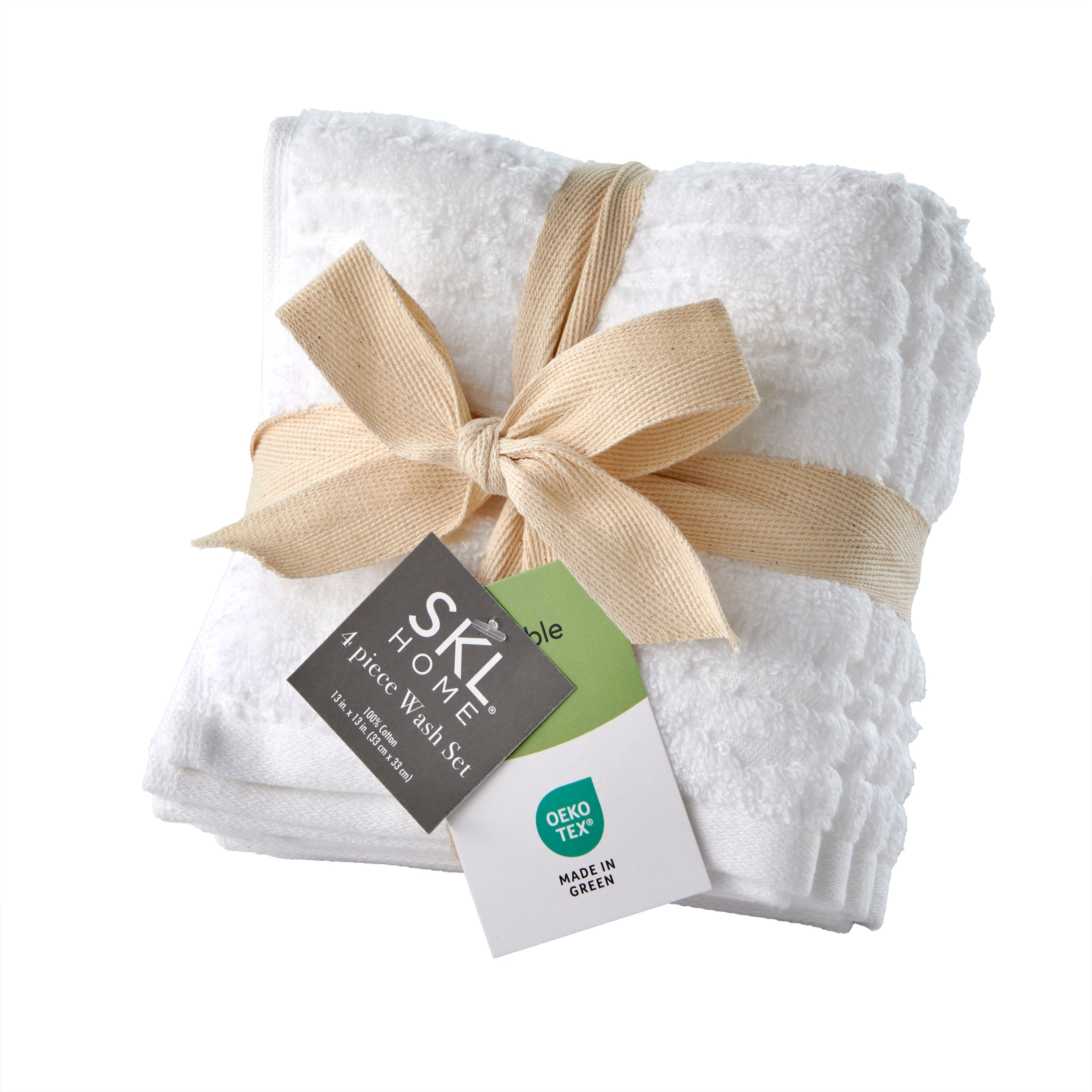CloudSoft Cotton Luxury 4-Piece Washcloth Set, White – SKL Home