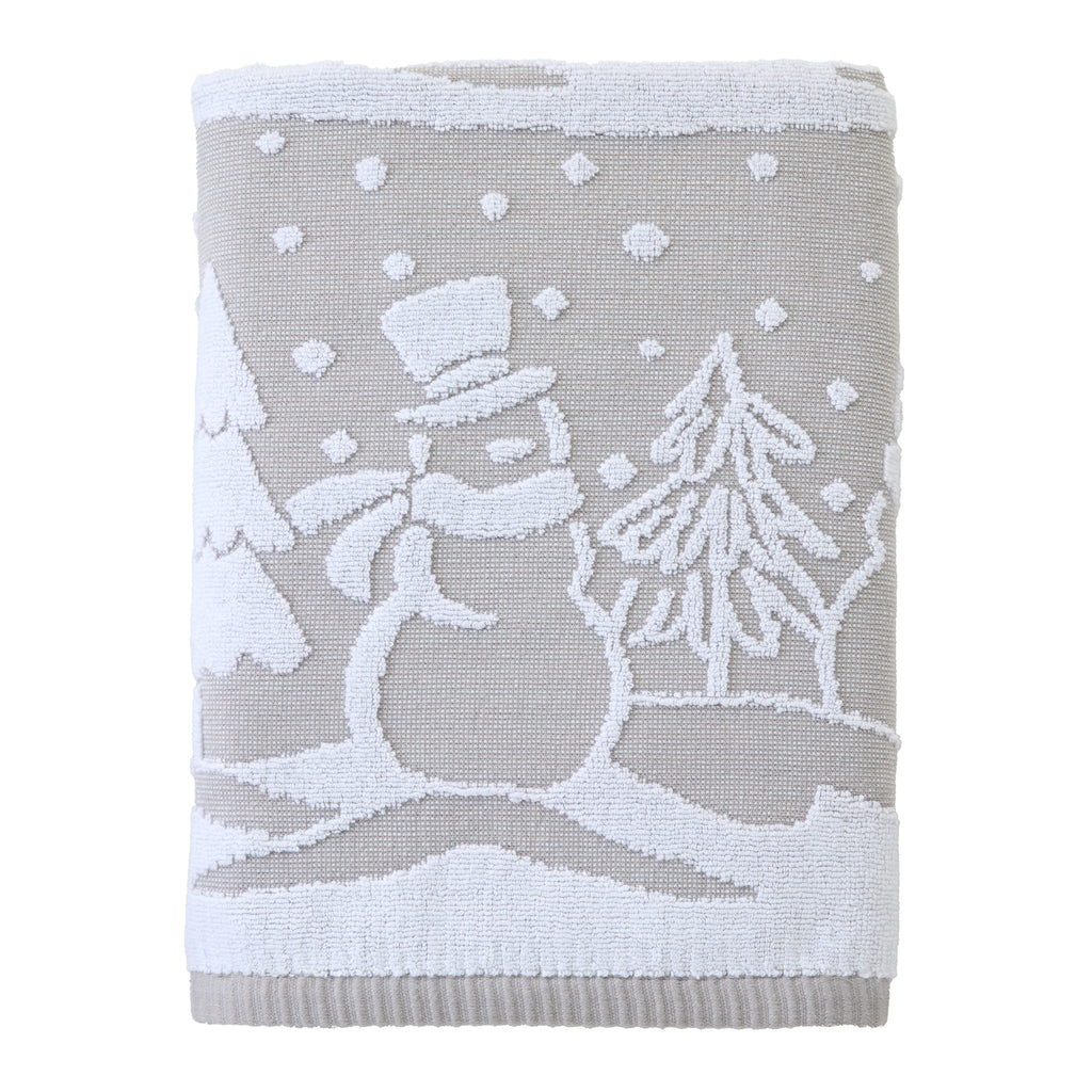 SKL Home 100% Cotton Holiday Trees Jacquard Bath Towel, Green/White